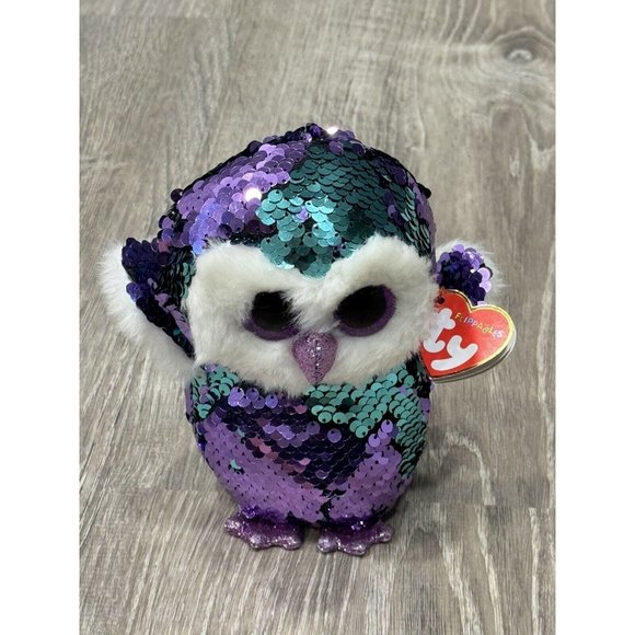 Ty | Toys | Ty Moonlight The Purple Sequin Owl 6 Stuffed Plush New C3 ...